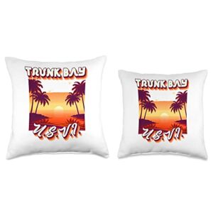 Trunk Bay Retro Beach Accessories Retro 80's Style Trunk Bay USVI Palm Tree Surf Throw Pillow, 18x18, Multicolor