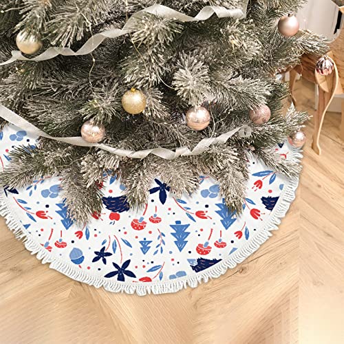 Small Christmas Tree Skirt Flower Hedgehog Christmas Elements,30 Inch Tree Skirt for Christmas Holiday Party Decoration,Rustic Tree Skirts Mat Home Indoor Outdoor Ornaments