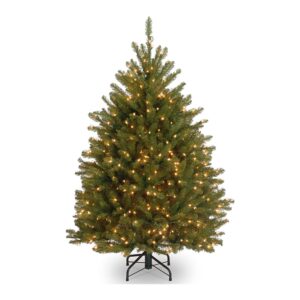 national tree company pre-lit artificial mini christmas tree, green, dunhill fir, white lights, includes stand, 4.5 feet