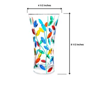 Italian Crystal Tree of Life Flower Vase, 8.5 Inch, Vase for Modern Home Decor, Living Room Wedding Centerpieces Bedroom Kitchen, Made in Italy