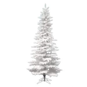 vickerman 9' unlit flocked white slim artificial christmas tree (a893580)