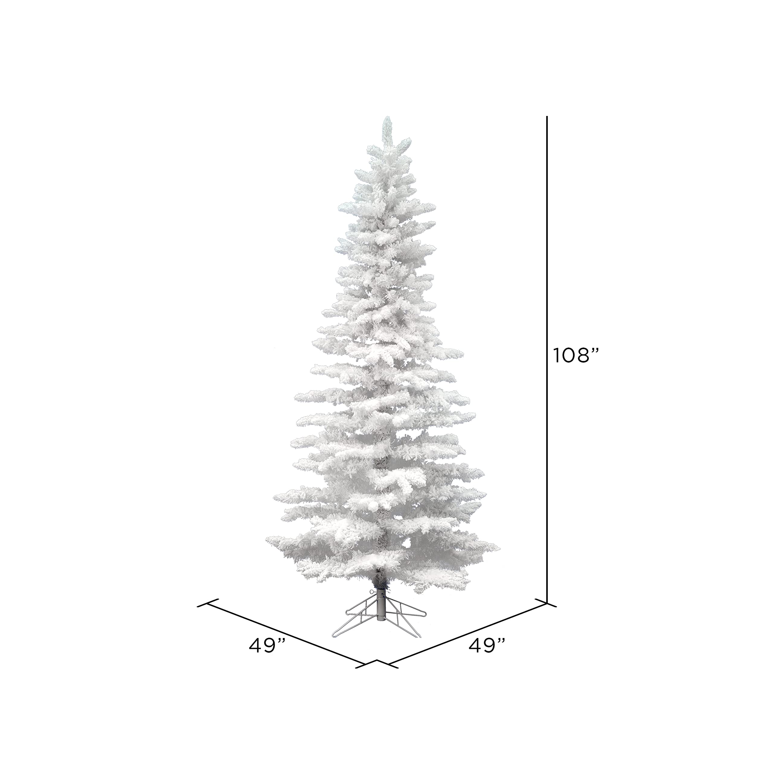 Vickerman 9' Unlit Flocked White Slim Artificial Christmas Tree (A893580)