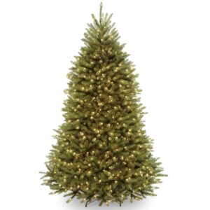 national tree company pre-lit artificial full christmas tree, green, dunhill fir, white lights, includes stand, 7.5 feet