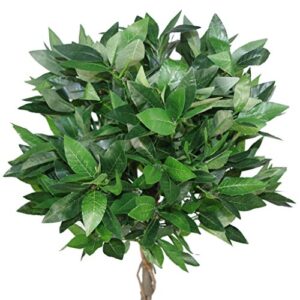 Leaf Artificial Topiary Bay Laurel Tree Ball Style Plain Stem in Black Plastic Pot, 120cm (4ft) Twist, Youth Large / 11-13