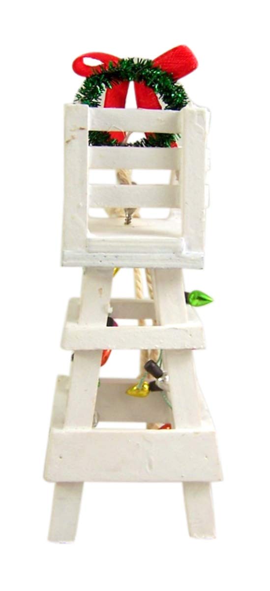 Christmas Tree Decor Beach White Wooden Lifeguard Chair Hanging Ornament 5 Inch