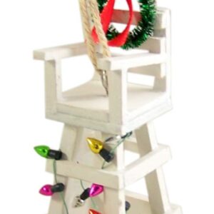 Christmas Tree Decor Beach White Wooden Lifeguard Chair Hanging Ornament 5 Inch