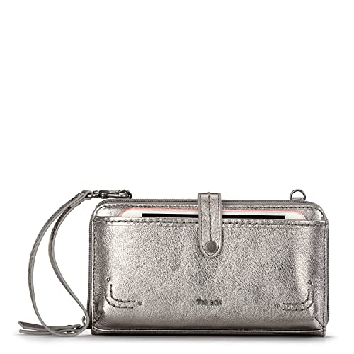 The Sak Iris Large Smartphone Crossbody Bag in Leather, Convertible Wristlet Purse Design, Pyrite