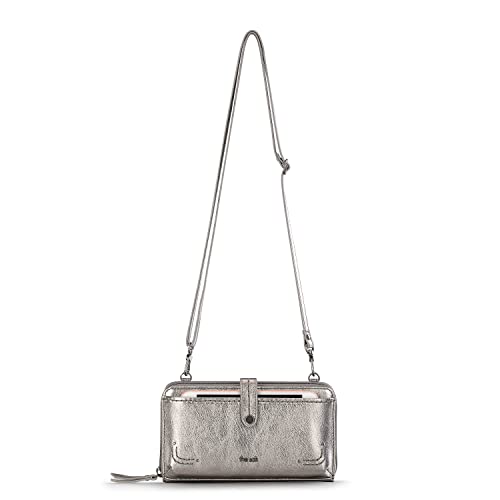 The Sak Iris Large Smartphone Crossbody Bag in Leather, Convertible Wristlet Purse Design, Pyrite