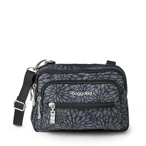 Baggallini womens Triple Zip Bagg Convertible Cross Body, Pewter Floral, One Size US