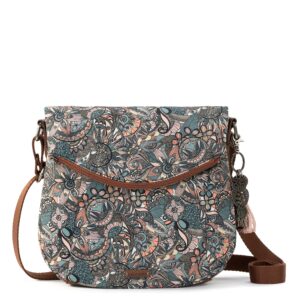 sakroots foldover crossbody bag in eco-twill with adjustable strap, sienna spirit desert