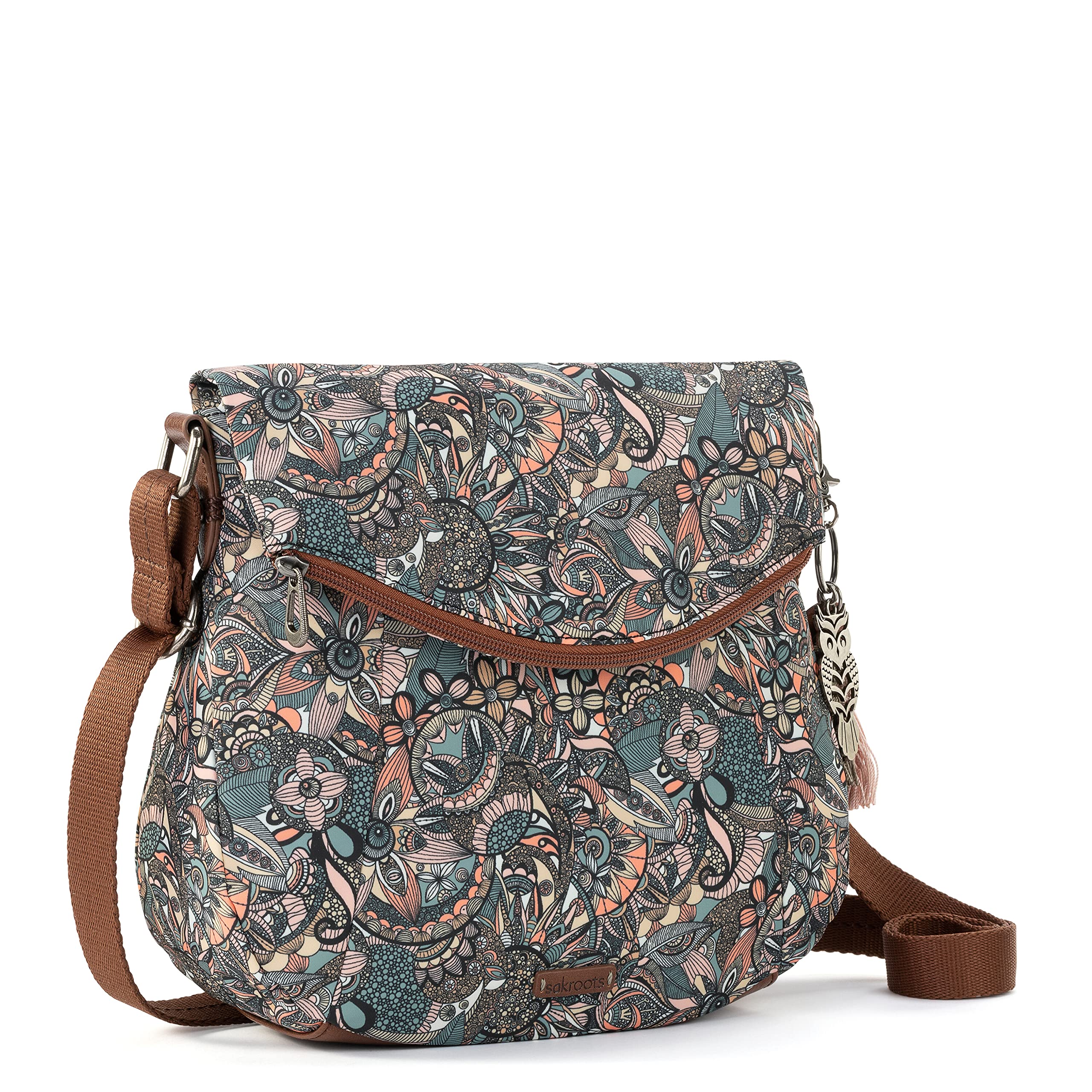 Sakroots Foldover Crossbody Bag in Eco-Twill with Adjustable Strap, Sienna Spirit Desert