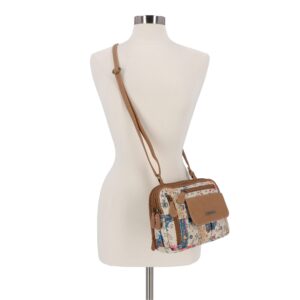 MultiSac Zippy Triple Compartment Crossbody Bag, Pretty Patch/Hazelnut