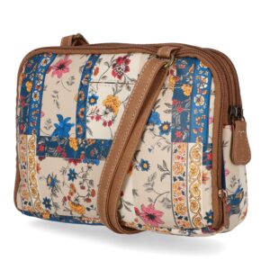 MultiSac Zippy Triple Compartment Crossbody Bag, Pretty Patch/Hazelnut