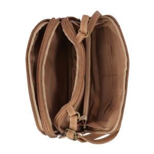 MultiSac Zippy Triple Compartment Crossbody Bag, Pretty Patch/Hazelnut