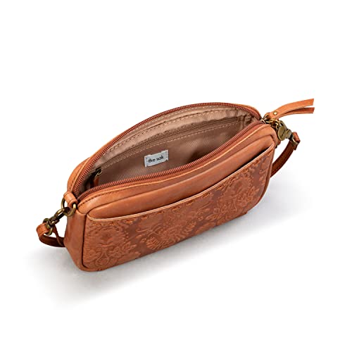 The Sak womens Cora Leather Crossbody, Tobacco Floral Embossed, One Size US