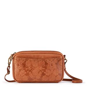 The Sak womens Cora Leather Crossbody, Tobacco Floral Embossed, One Size US