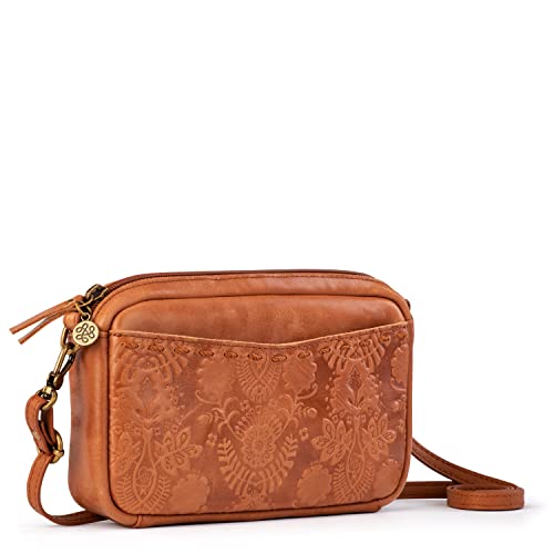 The Sak womens Cora Leather Crossbody, Tobacco Floral Embossed, One Size US