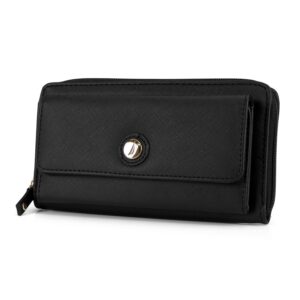 nautica bulk cargo womens rfid wallet clutch zip around organizer (black)