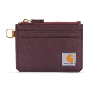 carhartt womens wallet, rugged leather and canvas for women, available in multiple styles & colors wallet, nylon duck zippered (deep wine), one size us