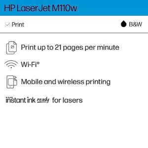 HP LaserJet M110w Wireless Printer, Print, Fast speeds, Easy setup, Mobile printing, Best for small teams