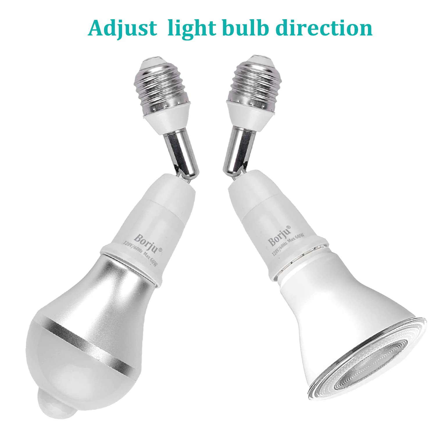 Borju Light Socket Extender [2-Pack], 4.5 Inch Light Socket Extension, 360° Adjustable Light Socket, White