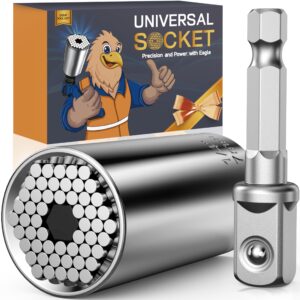 gifts for men super universal socket - tool stocking stuffers for men 7-19mm socket wrench set with power drill adapter, unique christmas birthday gifts for dad husband him cool stuff gadgets for men