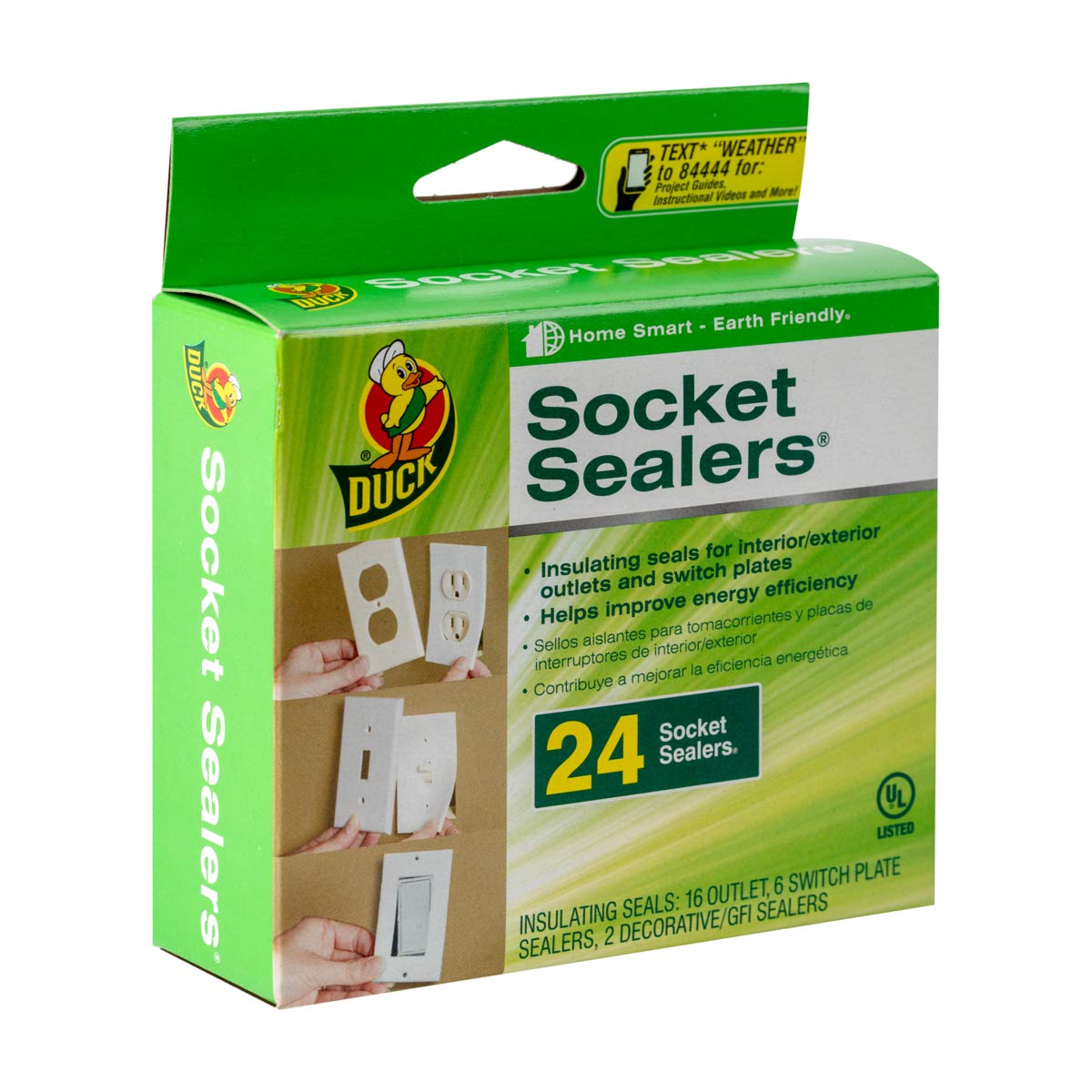 Duck Brand Socket Sealers Variety Pack, 16 Outlet Sealers and 6 Switch Plates, 2 Decorative Covers, White, 283333