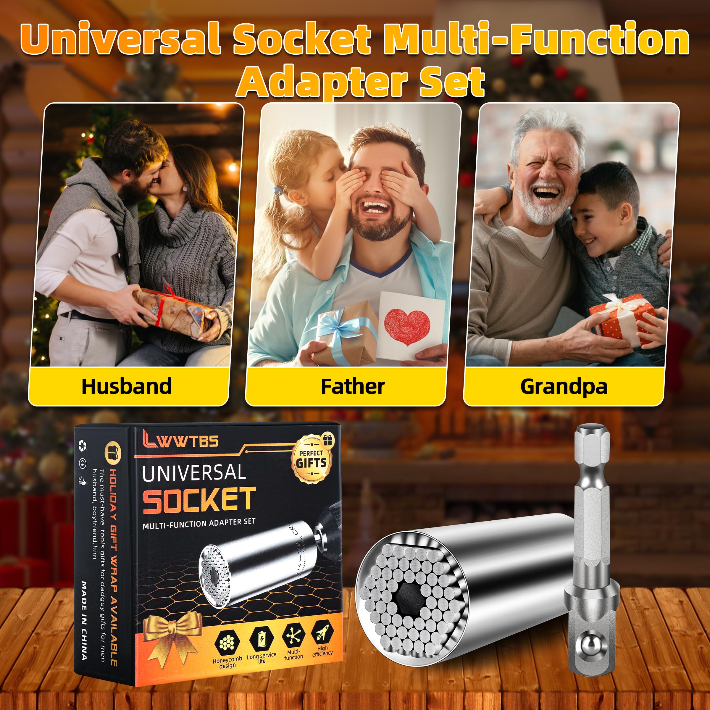 Super Universal Socket Tools Gifts for Men Dad Husband, Gifts for Mothers Fathers Day from Kids Son Daughters Wife Socket Power Drill Adapter Cool Gadgets for Men Birthday gifts for Women Men (1)