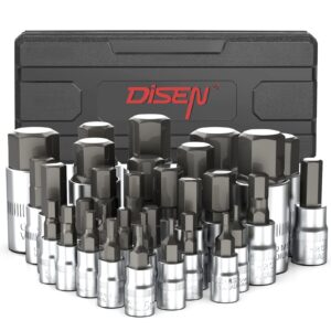 disen 32-piece hex bit socket set, sae & metric allen wrench socket set with enhanced storage case, premium heat treated chrome vanadium steel & s2 alloy steel