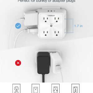 Surge Protector 8 Outlet Extender, TESSAN Multi Outlet Splitter with 3 USB Wall Charger (1 USB C Port), 3-Sided Multiple Plug Power Strip 1700J, USB Charging Station for Home Office Dorm Room