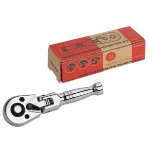 uyecove 1/4 inch drive stubby ratchet, flex head ratchet 1/4 ratchet ratchet wrench, 72 tooth quick release small swivel head ratchet cr-mo socket wrench flexible ratchet handle -4"/100mm