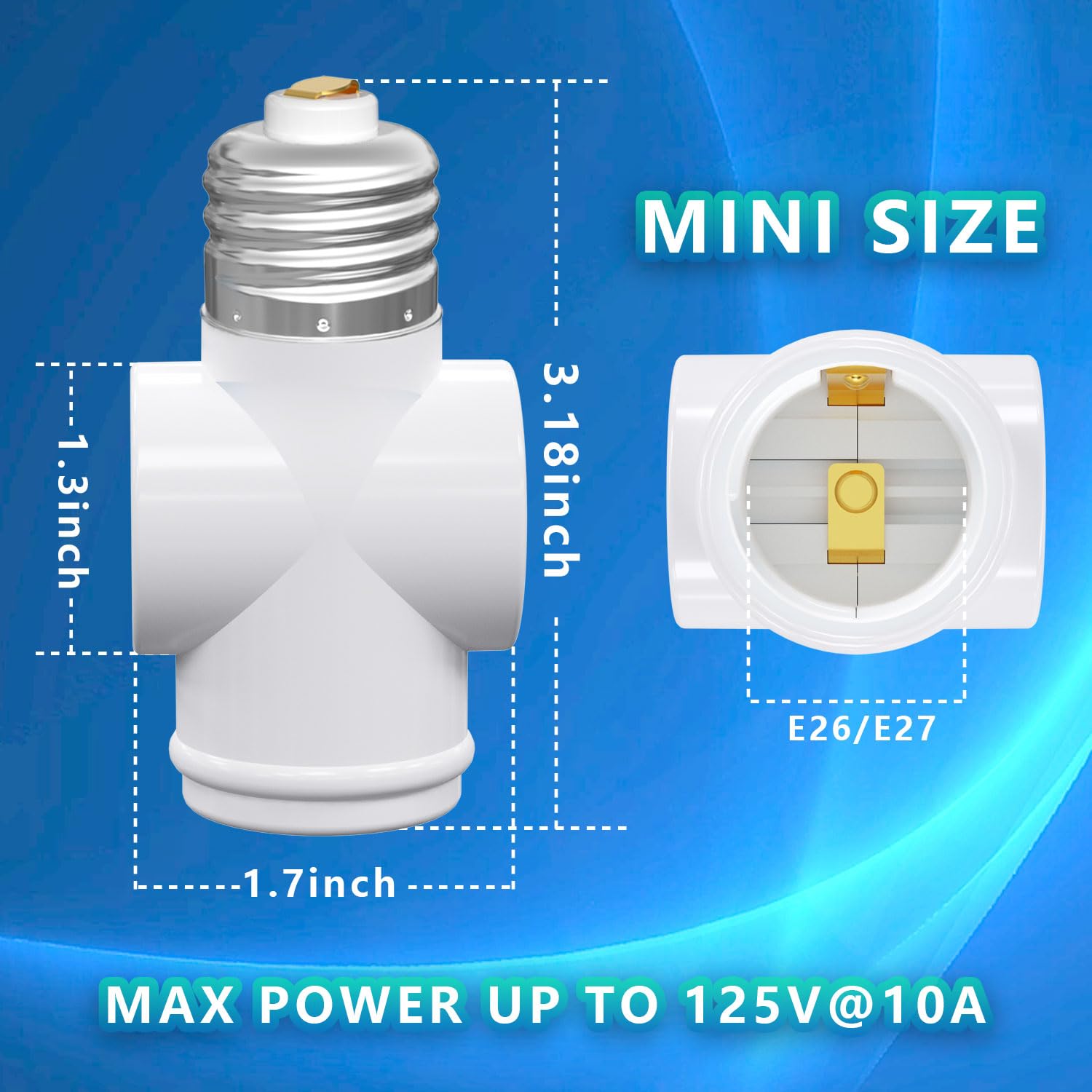 2 Pack, Light Socket to Plug Adapter, Convert E26 Light Socket to 3-Prong Outlet Adapter and Light Bulb Socket (White)