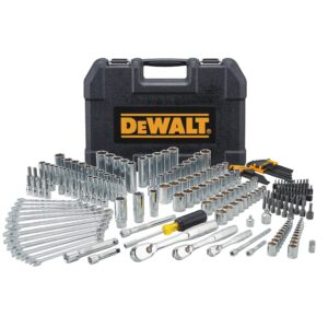 dewalt mechanic tool set, 247-piece, 1/4 in., 3/8 in. and 1/2 in. drive, sae, ratchets, sockets, hex keys, combination wrenches, polish chrome finish (dwmt81535)