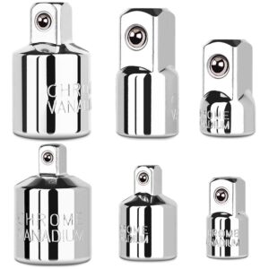 strugdeas 6 piece socket adapter and reducer set, 1/4", 3/8", 1/2" chrome vanadium steel ratchet/socket extension/conversion kit for automotive maintenance