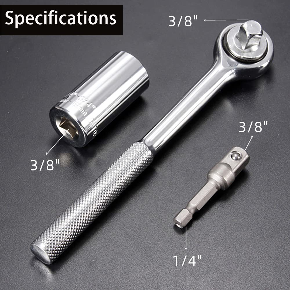 MUYDZ Super Universal Socket Wrench Tools Grip Multi Function Ratchet Wrench Power Drill Bit Adapter 1/4"-3/4" (7mm-19mm) 5Pc Set Professional Repair Tools Gifts for Dad Men Christmas Fathers Gift