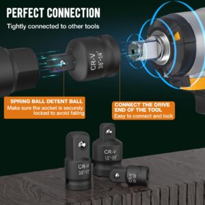 2PCS Impact Socket Adapter and Reducer Set,1/2"to 3/8" & 3/8"to 1/2" Impact Adapter Set Breaker Bar Wrench Conversion Kit Mechanic tools