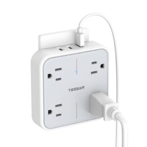 multi plug outlet extender with usb, tessan surge protector splitter 3 usb wall charger, multiple expander for travel, home, college dorm room