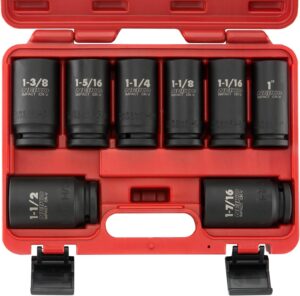 neiko 02461a 3/4 inch drive impact socket set, sae 1” to 1-1/2”, 8 pc, deep/jumbo sockets, chrome vanadium cr-v