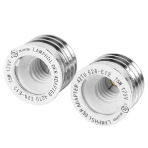 yilighting supplier (set of 2) e26/e27 medium screw base to e12 candelabra screw base light bulb socket adapter converter reducer (e26/e27 to e12)