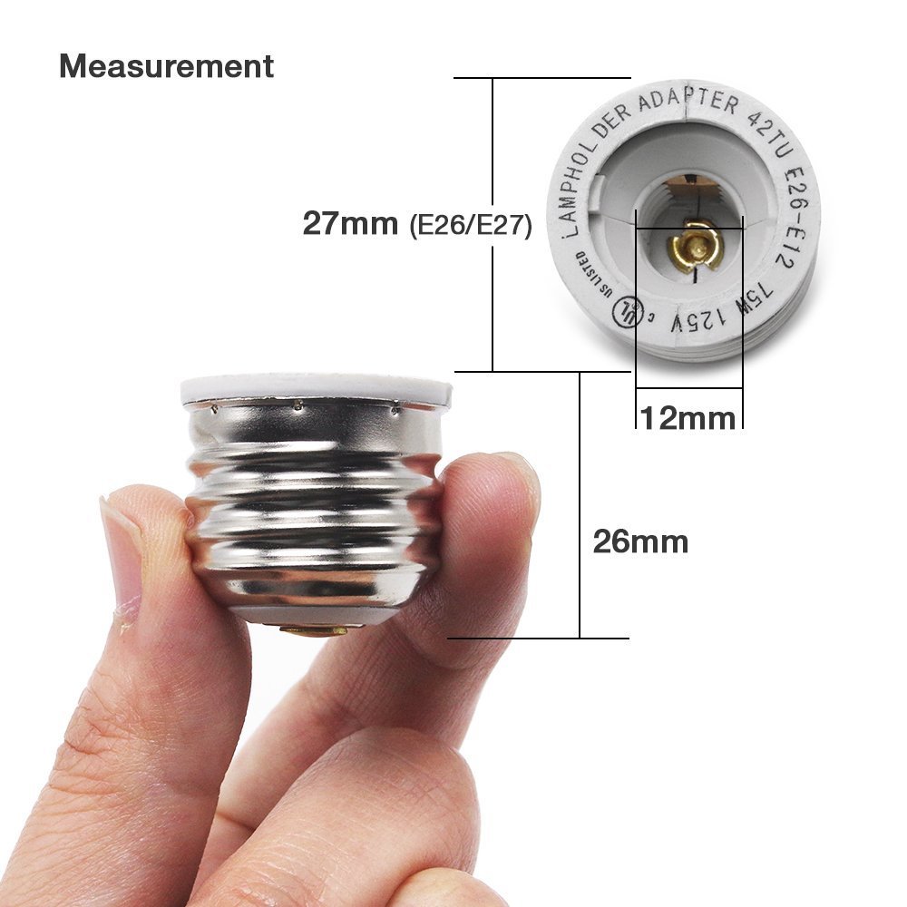 YiLighting Supplier (Set of 2) E26/E27 Medium Screw Base to E12 Candelabra Screw Base Light Bulb Socket Adapter Converter Reducer (E26/E27 to E12)