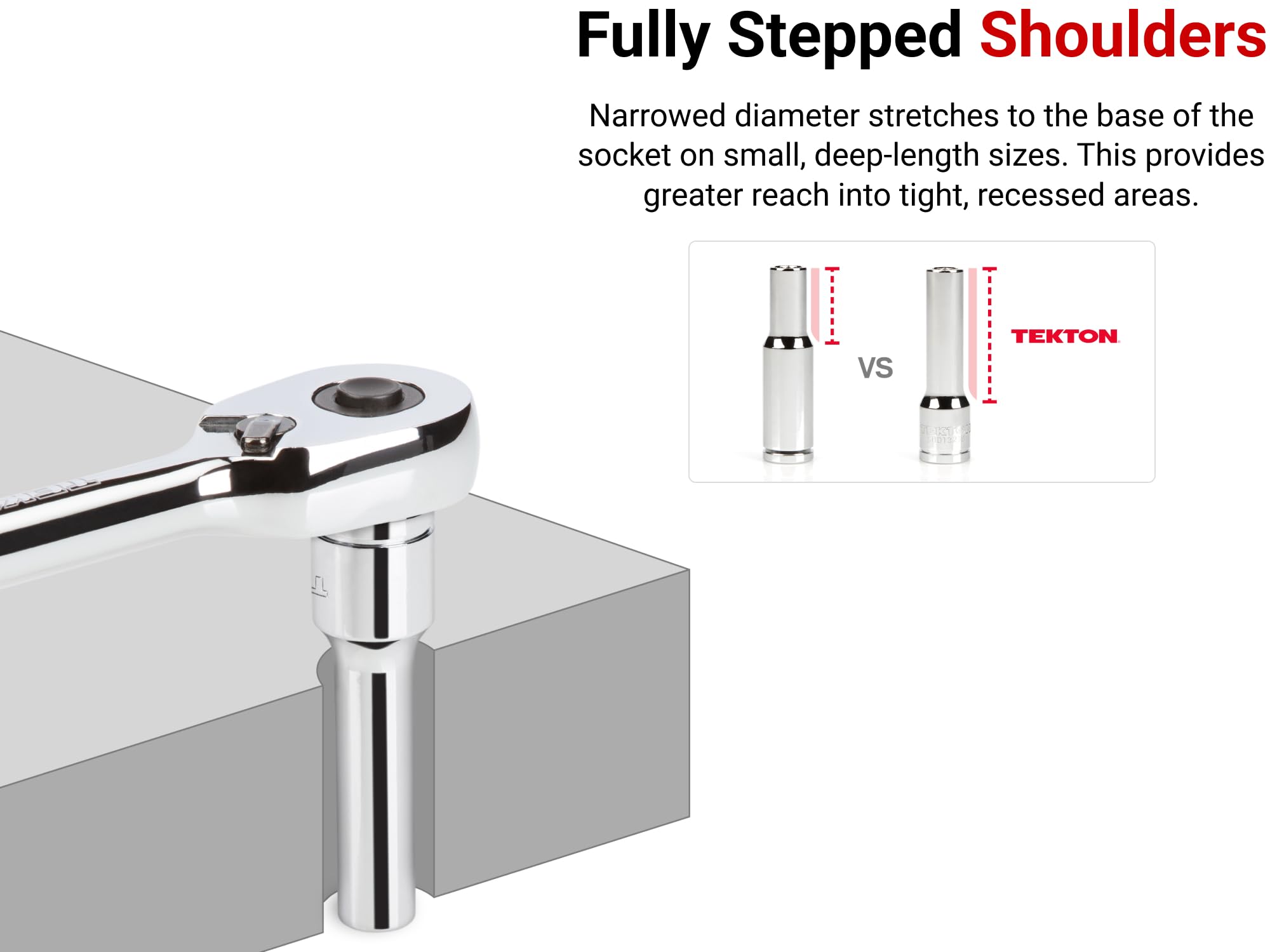 TEKTON 3/8 Inch Drive x 1 Inch Deep 6-Point Socket | SHD13025