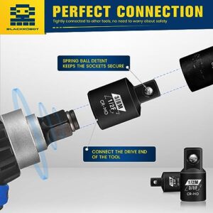 BLACKROBOT 4 Piece Impact Socket Adapter Set, 1/4" 3/8" 1/2" SAE Drive Socket Adapter Set, Square Adapter and Reducer Conversion Set for Impact Driver Wrench, Cr-Mo Steel