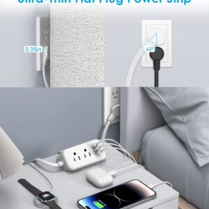 30W Power Strip USB C,5ft Black Extension Cord with USB C Ports, Small Portable Power Strip for Travel Home, Flat Plug 4 Outlet 3 USB Ports PD Fast Charging Cruise Power Strip Cruise Approved