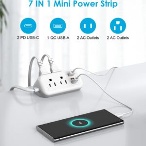 30W Power Strip USB C,5ft Black Extension Cord with USB C Ports, Small Portable Power Strip for Travel Home, Flat Plug 4 Outlet 3 USB Ports PD Fast Charging Cruise Power Strip Cruise Approved