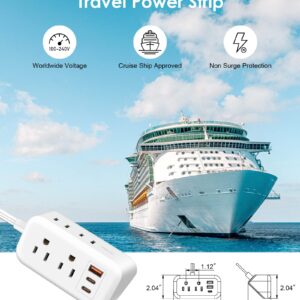 30W Power Strip USB C,5ft Black Extension Cord with USB C Ports, Small Portable Power Strip for Travel Home, Flat Plug 4 Outlet 3 USB Ports PD Fast Charging Cruise Power Strip Cruise Approved