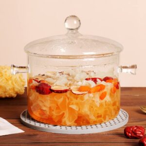 Clear Glass Pot Set for Cooking On Stove - 1.9l/67 Fl Oz Glass Cookware Simmer Pot for Safe for Pasta Noodle, Soup, Milk