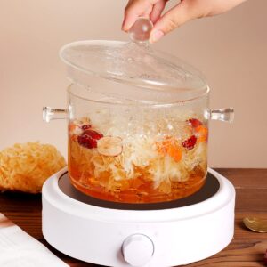 Clear Glass Pot Set for Cooking On Stove - 1.9l/67 Fl Oz Glass Cookware Simmer Pot for Safe for Pasta Noodle, Soup, Milk