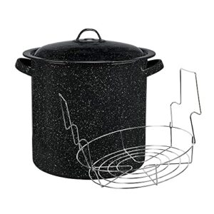 granite ware enamel on steel 15.5-quart water bath canner with lid & jar rack, multiuse pot, resistant & easy to clean