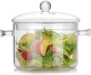 1.7l heat-resistant glass stovetop pot with lid - for pasta, soup, milk, baby food