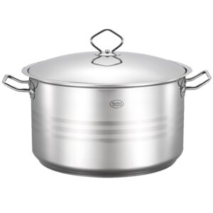 alpine cuisine 6.3-quart stainless steel dutch oven with lid & easy cool handle, food grade stainless steel heavy duty, commercial grade healthy cookware kitchen dutch oven, dishwasher safe